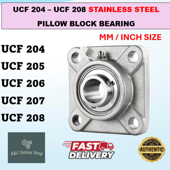 STAINLESS STEEL UCF204 UCF205 UCF206 UCF207 UCF208 MM/INCH PILLOW BLOCK BEARING UCF | Shopee ...