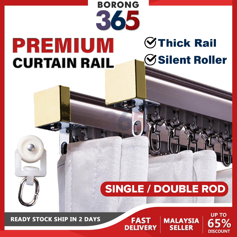 [FULL SET] Borong365 Aluminium Curtain Rail Rod Rel Langsir Curtain ...
