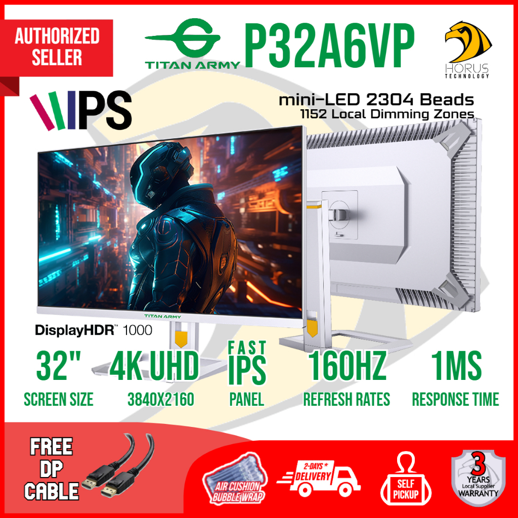TITAN ARMY 32” MINILED UHD 4K 160Hz FAST IPS 0.5ms HDR Gaming Monitor (P32A6VP) | Shopee Malaysia