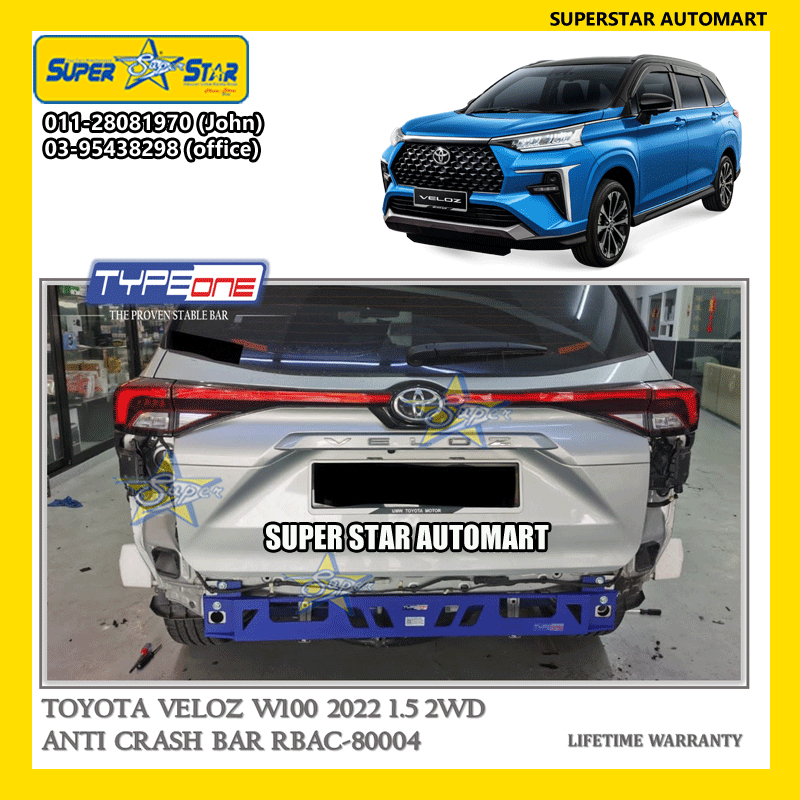 TYPE ONE REAR BUMPER ANTI CRASH BAR TOYOTA VELOZ 2022 | Shopee Malaysia