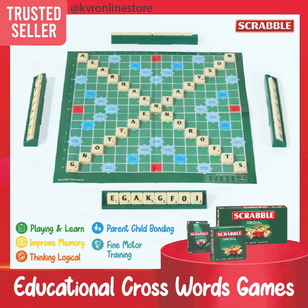 ORIGINAL Scrabble Cross Words Games Word Forming Board Game Educational ...