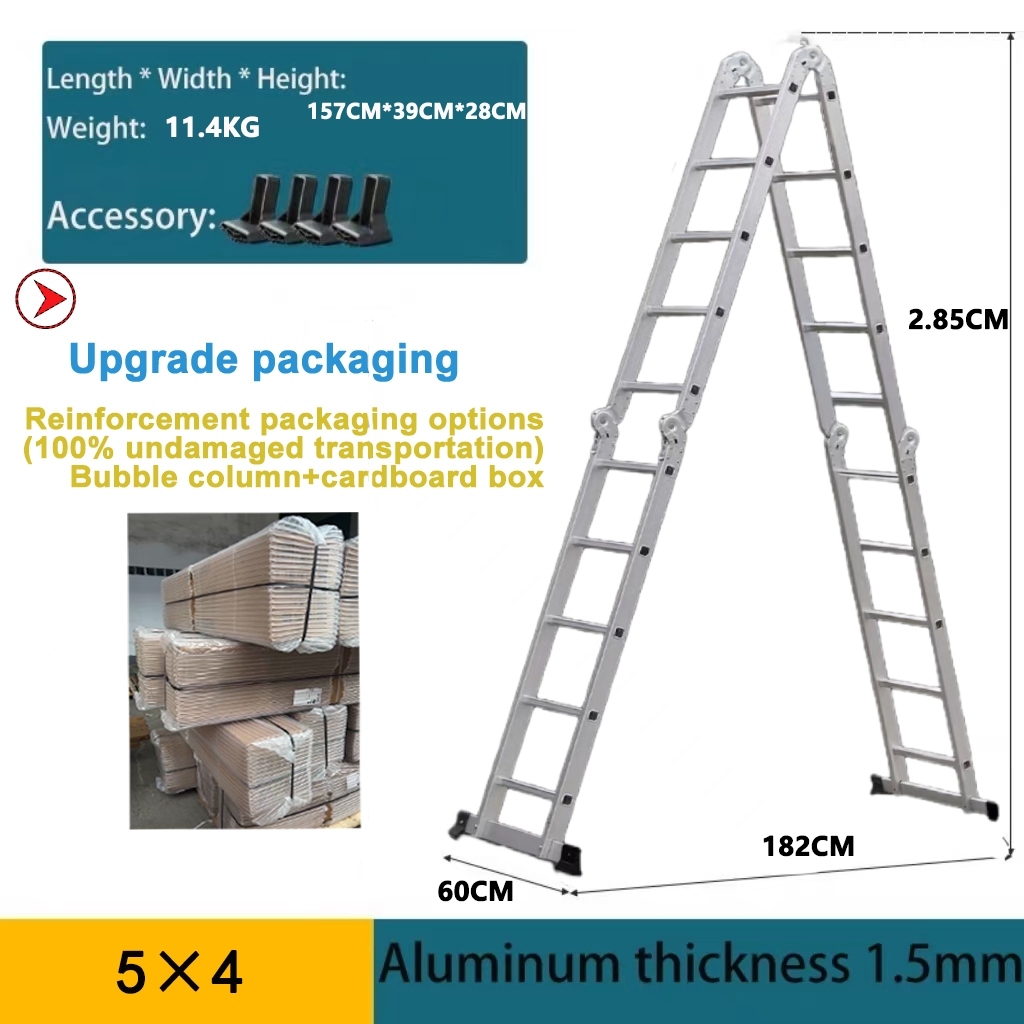Foldable Aluminium Ladder 20 STEP (5.7M) -12 STEP (3.7M) Heavy Duty ...