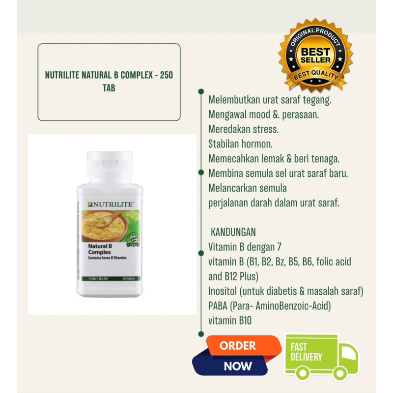 (💯ORIGINAL) NUTRILITE NATURAL B COMPLEX - 250 tab | Shopee Malaysia