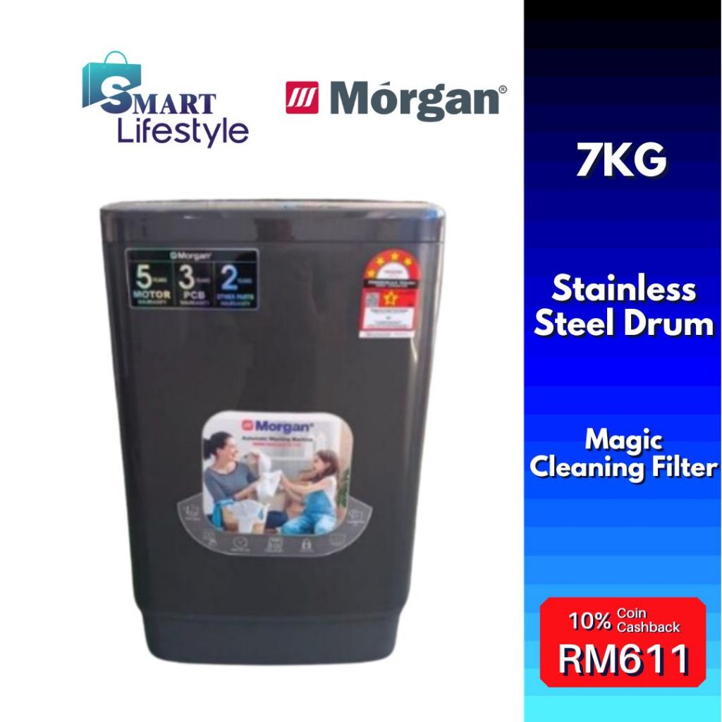 Morgan 7KG Fully Auto Washing Machine with Stainless Steel Drum MWM ...