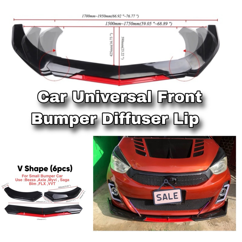 Car Universal Front Bumper Diffuser Lip Wrap Angle Splitters Black ...