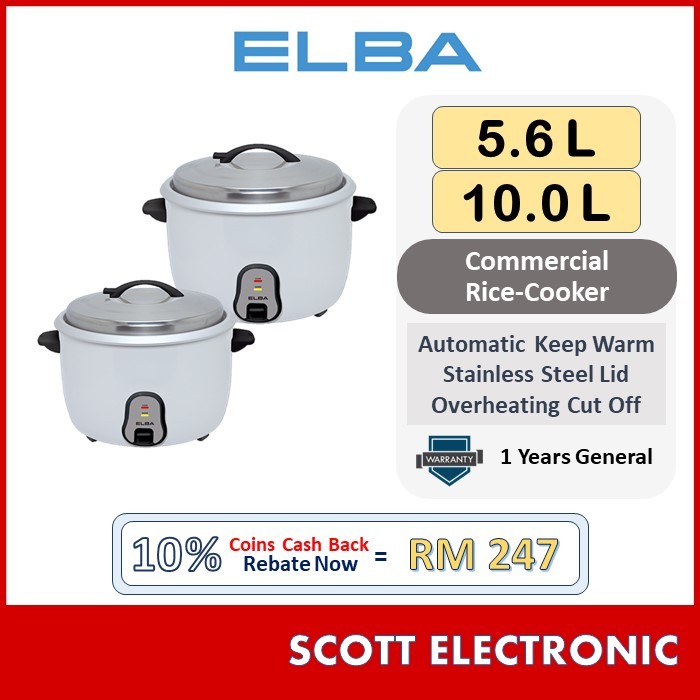 (READY STOCK) ELBA 5.6L 10.0L Commercial Rice Cooker ECRC-M5619(WH ...