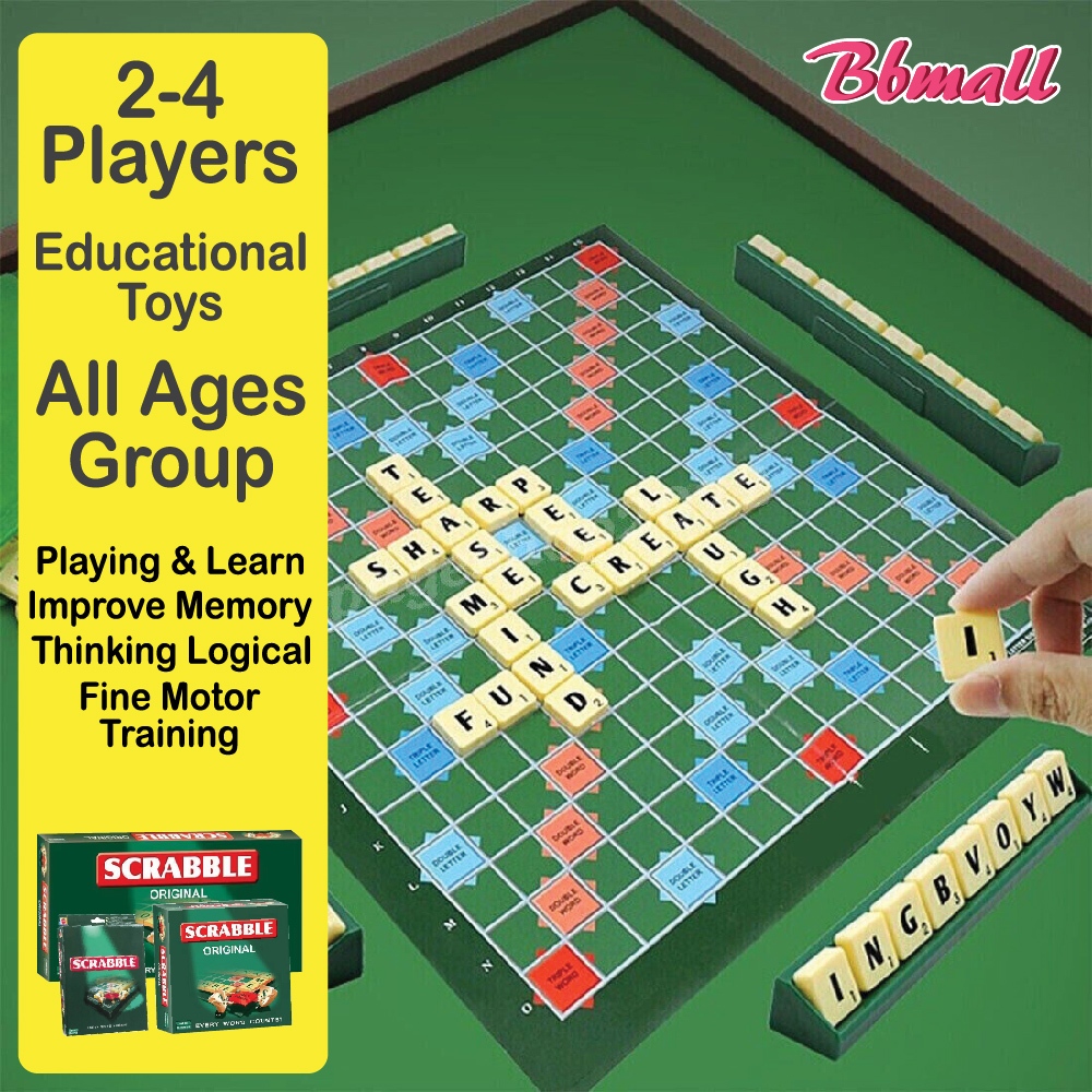 ORIGINAL Scrabble Cross Words Games Word Forming Board Game Educational ...