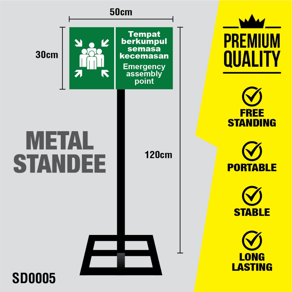Metal Standee Sign (EMERGENCY ASSEMBLY POINT) - 30cm x 50cm | Shopee ...