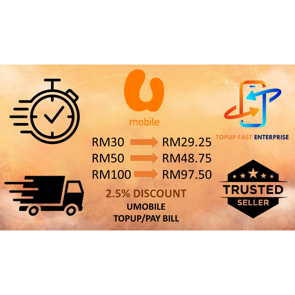 *Limited Time/Stock Offer* 2.5% Discount Umobile Topup/Pay Bill | Shopee Malaysia