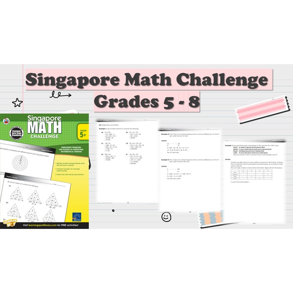 [PRE434] 354 pages Singapore Math Challenge, Grades 5 - 8 Worksheet for ...