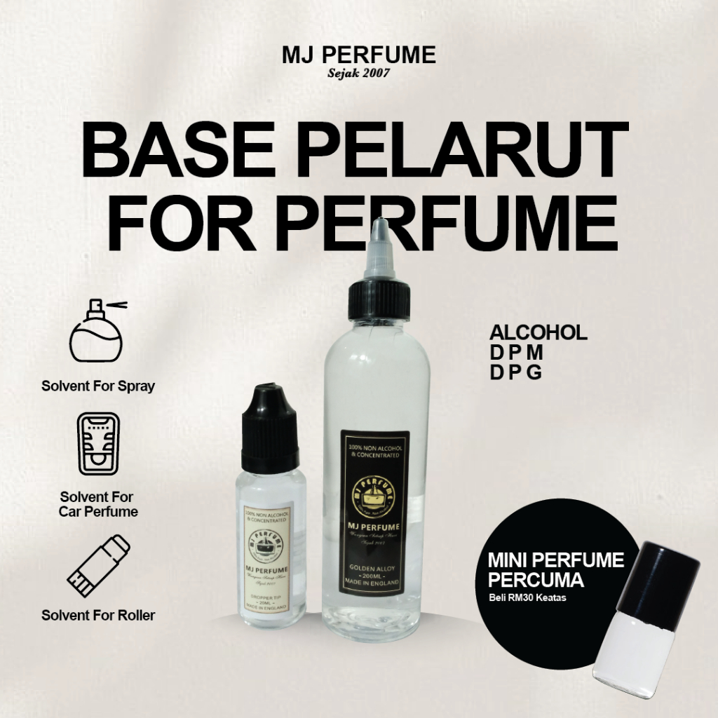 MJ Base 20ml 200ml -Pelarut Perfume Alkohol / DPM / DPG Campuran ...