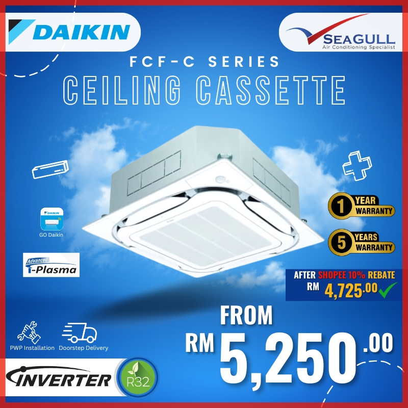 (Premium) Daikin Ceiling Cassette SkyAir Inverter FCF-C Series 2.0-5 ...