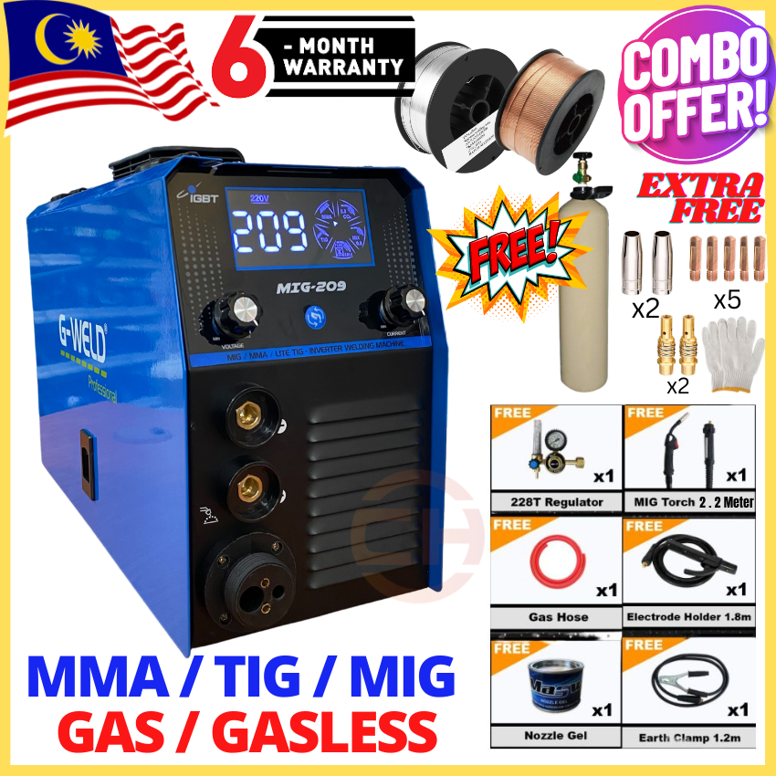 G-WELD MIG209 1KG MIG MMA LIFT-TIG Welding Machine Welding Set Mig Gas ...