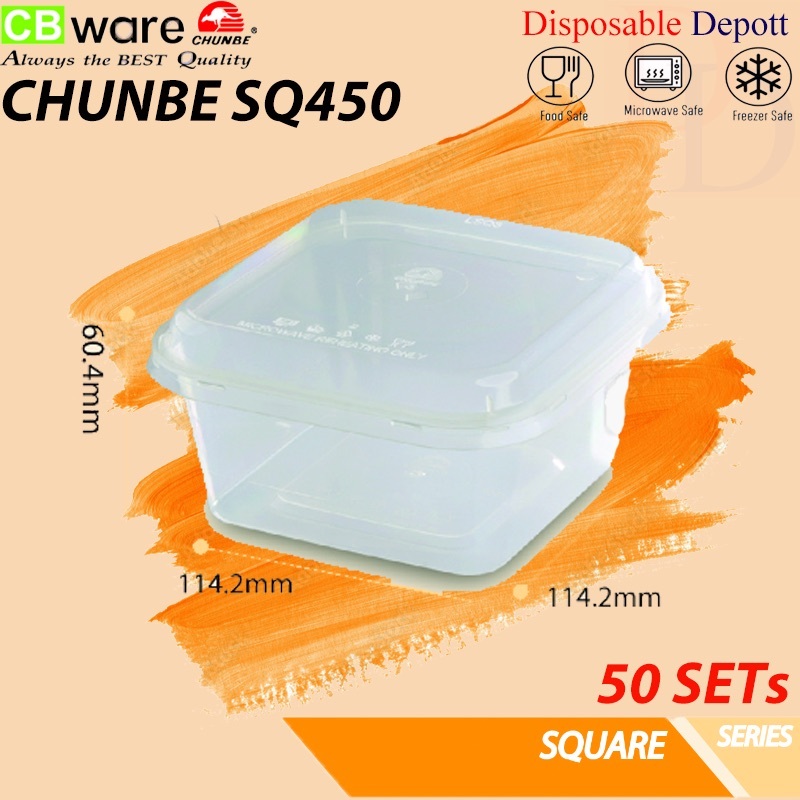 CHUNBE SQ450 Square Disposable Plastic Food Container【50sets± ]/Bekas ...