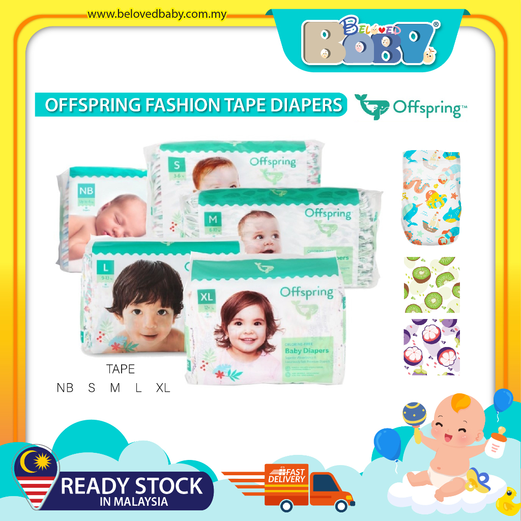 Offspring Fashion Diapers Tape (NB, S, M, L, XL) | Shopee Malaysia