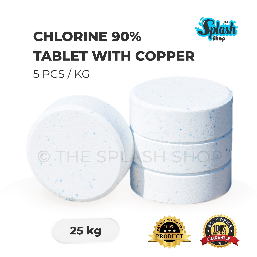 𝐒𝐏𝐋𝐀𝐒𝐇 - Tablet Chlorine 90% with Copper 25kg [READY STOCK] | Shopee ...