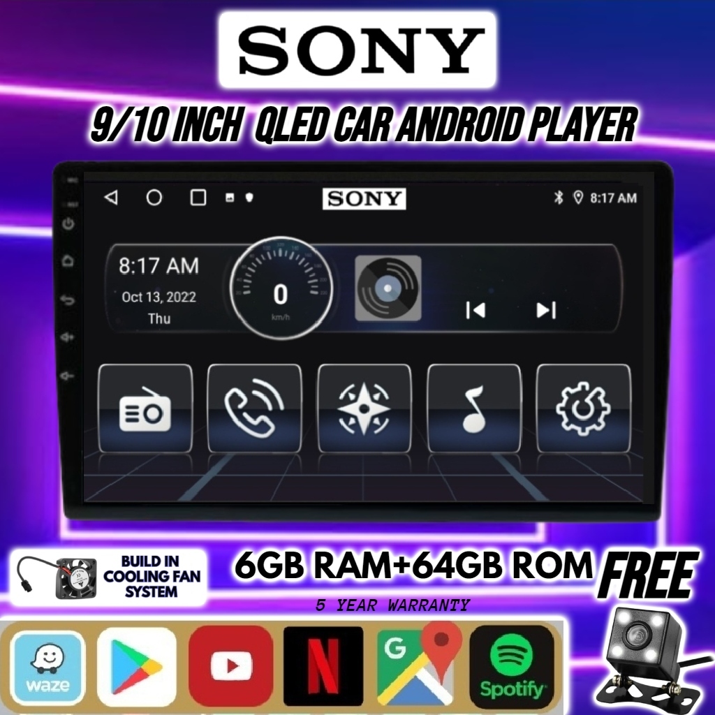 [6GB RAM+64GB ROM] QLED Sony Style Android Player 9"10" inch Quad Core ...