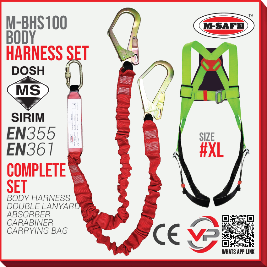 M-SAFE SIRIM DOSH XL FULL BODY HARNESS SET+DOUBLE LANYARD+ABSORBER M ...