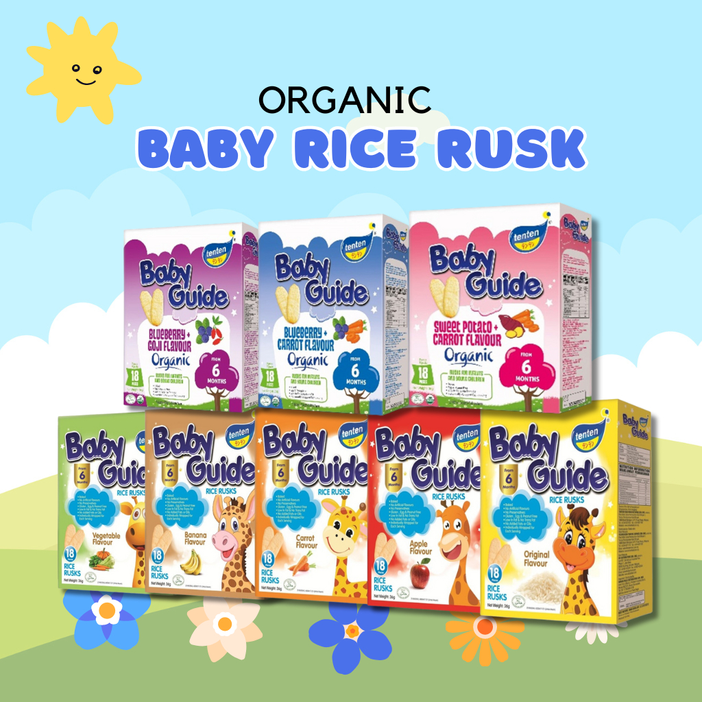 TENTEN BABY GUIDE RICE RUSK BABY BISCUIT/SNACK ORGANIC 36G | Shopee ...