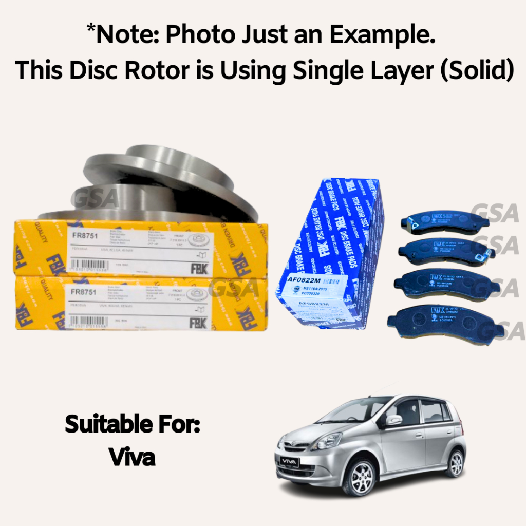 FBK Viva All Model Front (Depan) Disc Rotor (2 PCS) & Disc Pad (4 PCS ...
