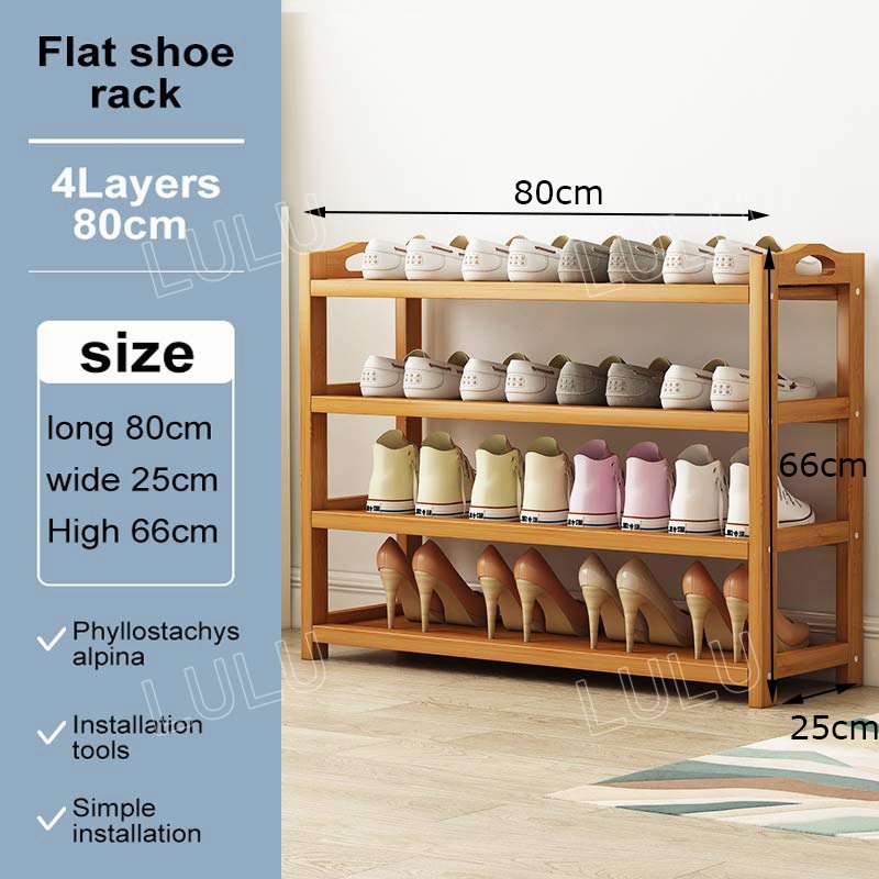LULU Bamboo Shoe Rack Rak Kasut 5/6/7/8/9 Layers Rak Kasut Kayu Shoe ...