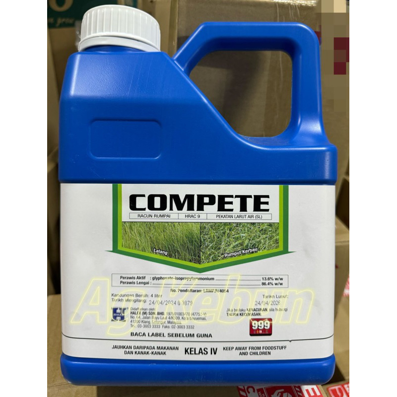 Halex Compete 4L Glyphosate-Isopropylammonium 13.6% Racun Rumpai Rumput ...