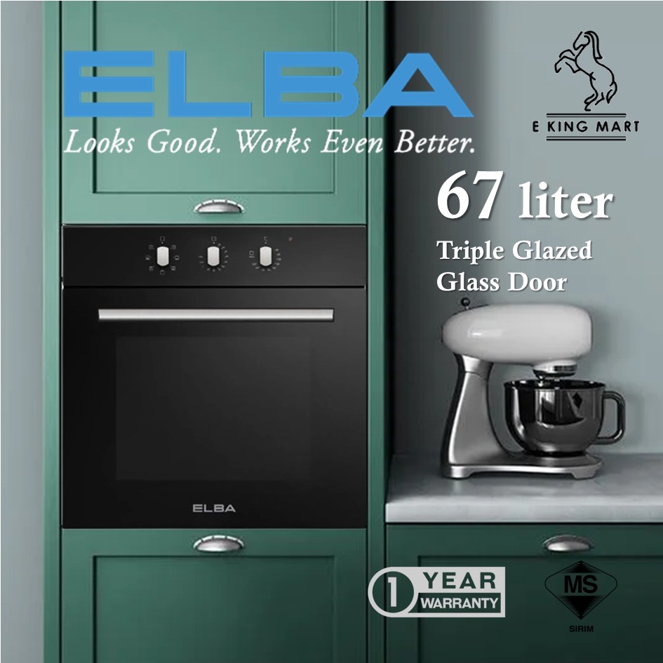 ELBA Built In Oven Electric BIG 75Liter EBO-Q6788(BK) / 67Litre EBO ...