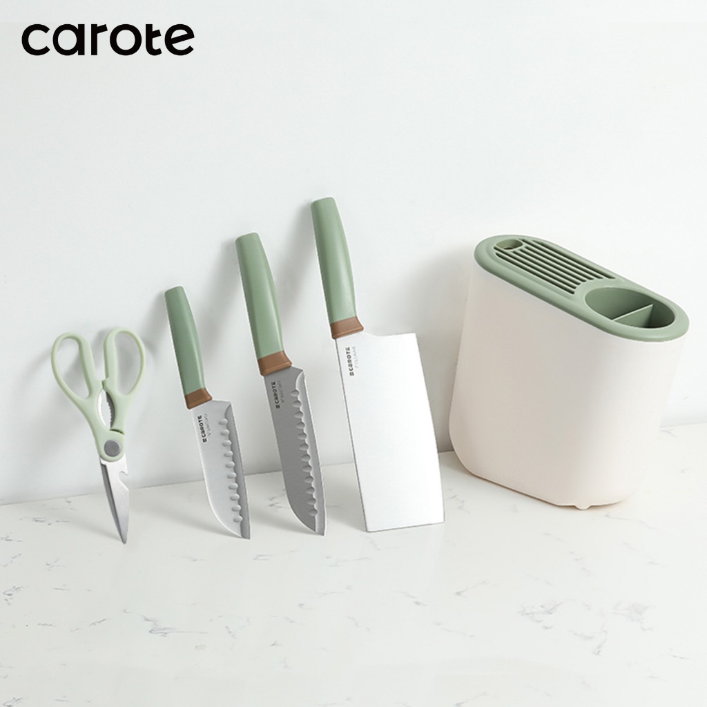 CAROTE Bio Green Series 4-Piece Stainless Steel Knife Set Kitchen Tools ...