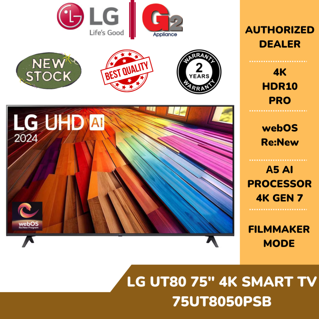 LG [NEW MODEL+AUTHORISED DEALER] UT80 75" 4K UHD SMART TV 75UT8050PSB ...