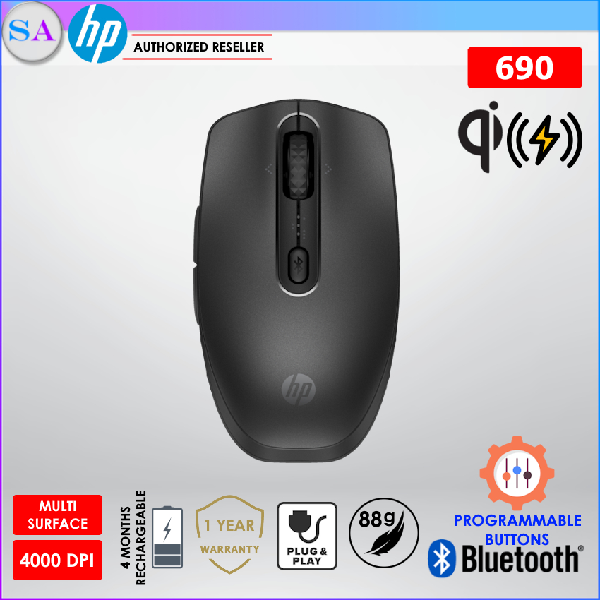HP 690 Rechargeable Programmable Bluetooth Wireless Wifi Mouse 7M1D4AA ...