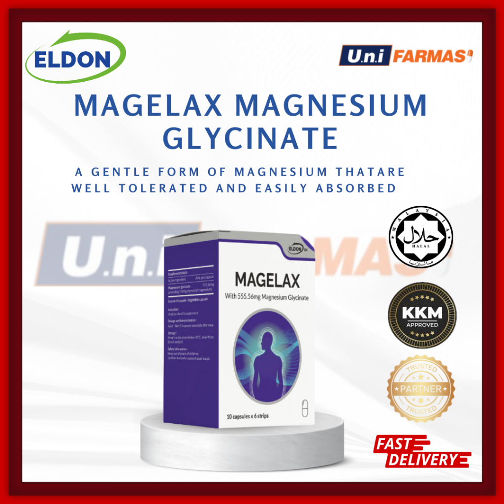 ELDON MAGELAX MAGNESIUM GLYCINATE 555.56MG CAPSULE 60S for ANXIETY ...