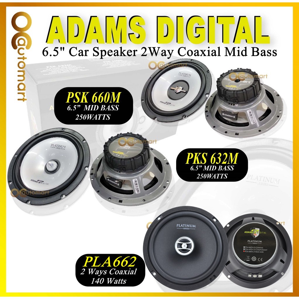 Adams Digital Platinum Series 6.5 Inch Mid Bass 2Way Coaxial Mid Range ...