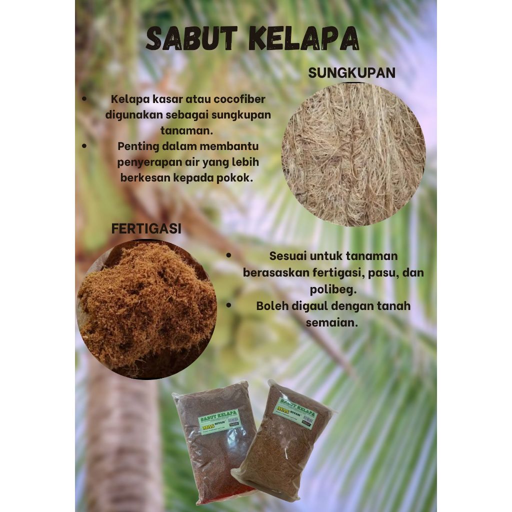 Cocopeat Kasar Mas Hitam (Sabut Kelapa Kasar) | Shopee Malaysia