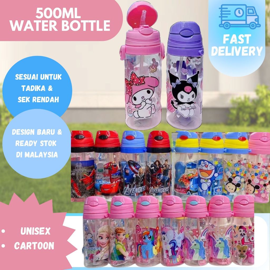 500ML / Water Bottle Design Sanrio Cartoon Kids Kanak-Kak Sekolah Rendah Tadika / Bekal Makan ...