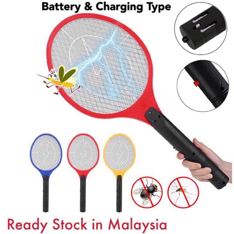 YHST🛒Ready Stock🛒Rechargable Electronic Mosquito Swatter Racket / Raket ...