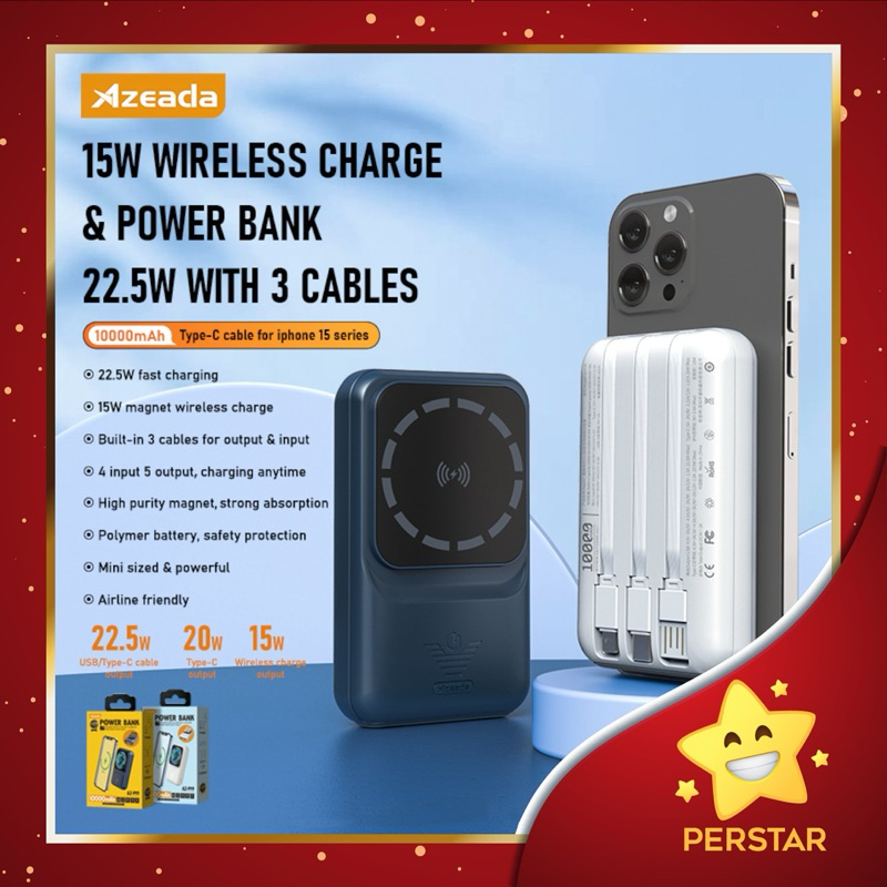 AZEADA AZ-P19 10000mAh 22.5W Super Fast Charge Support 15W Wireless ...