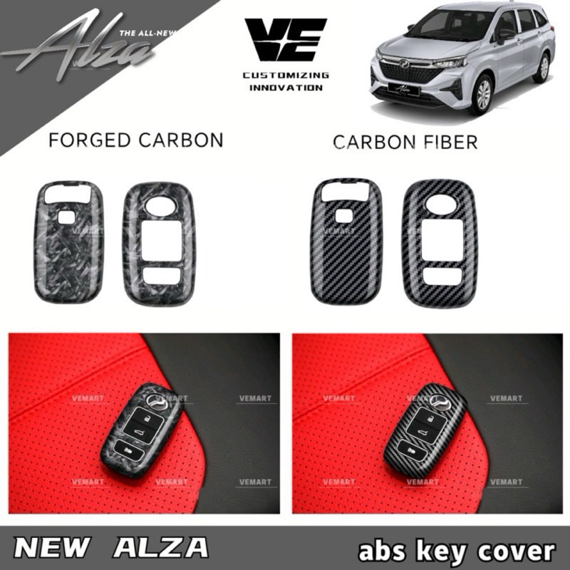 Vemart perodua alza 2022-2024 car forged carbon key chain cover case ...