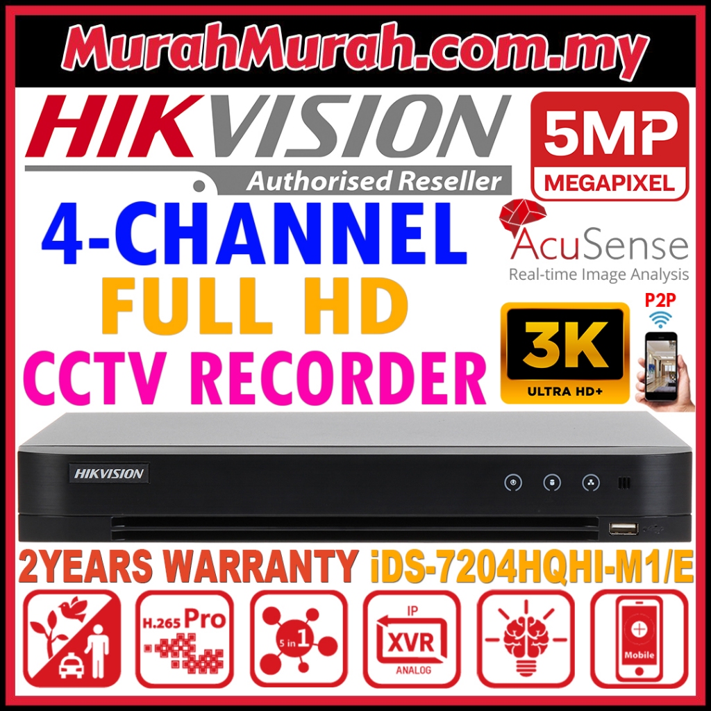 HIK HIKVISION 4-CHANNEL 3K 5.0MP CCTV DVR 1080P iDS-7204HQHI-M1/E 4CH ...