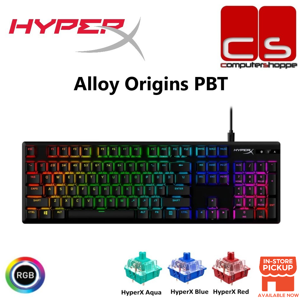 HyperX Alloy Origins PBT Mechanical Gaming Keyboard - Aqua/Blue/Red ...