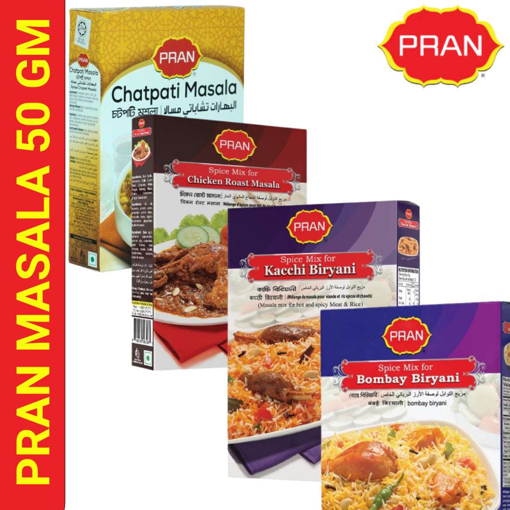 PRAN MASALA ROAST /BOMBAY/KARACHI BRIYANI MASALA/ CHATPATI MASALA 50 GM ...
