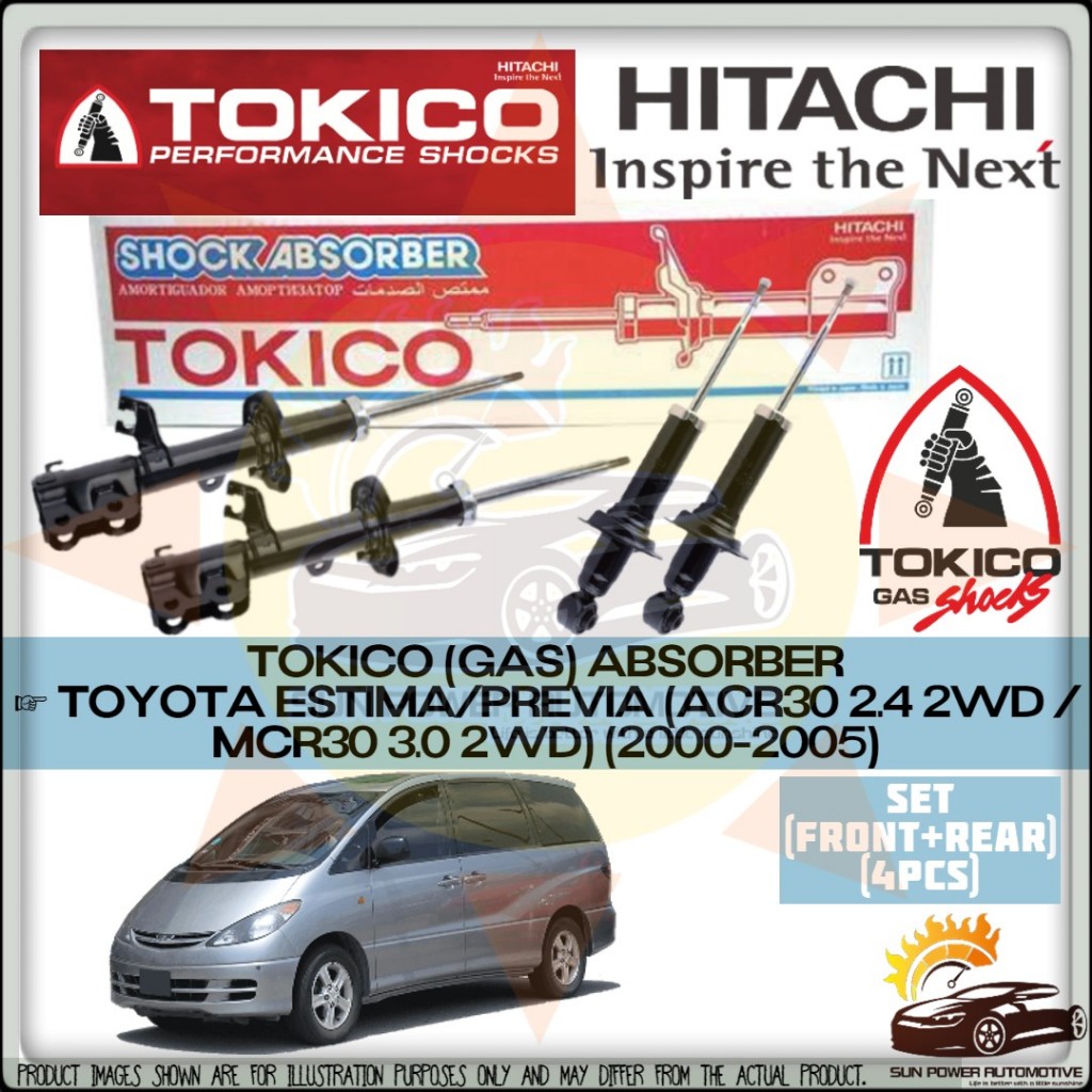TOKICO TKC Toyota Estima Previa ACR30 / MCR30 2WD Gas Shock Strut ...