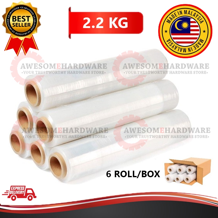 (MALAYSIA MADE) 50CM 20" 2.2KG 190M TRANSPARENT CLEAR STRETCH FILM ...