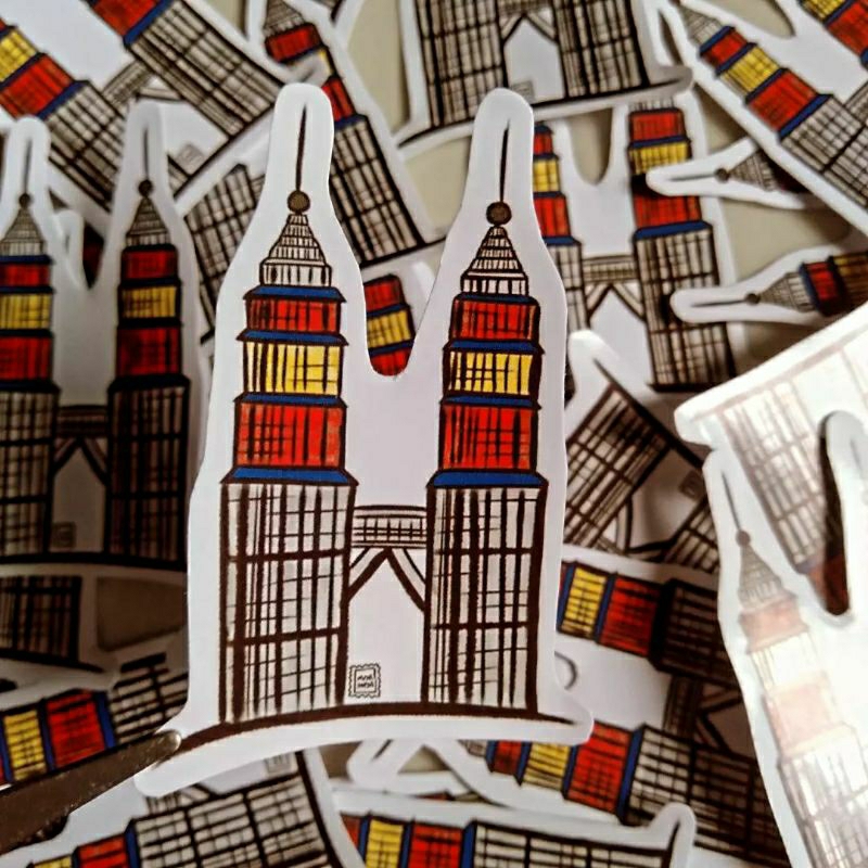 Edisi sticker Menara Berkembar KLCC illustrated by Miya Meya | Shopee ...