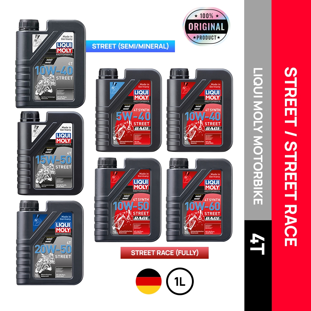 LIQUI MOLY MOTORBIKE 1L STREET RACE 15W50 / 20W50 / 5W40 / 10W40 / 10W50 / 10W60 4T ENGINE OIL ...