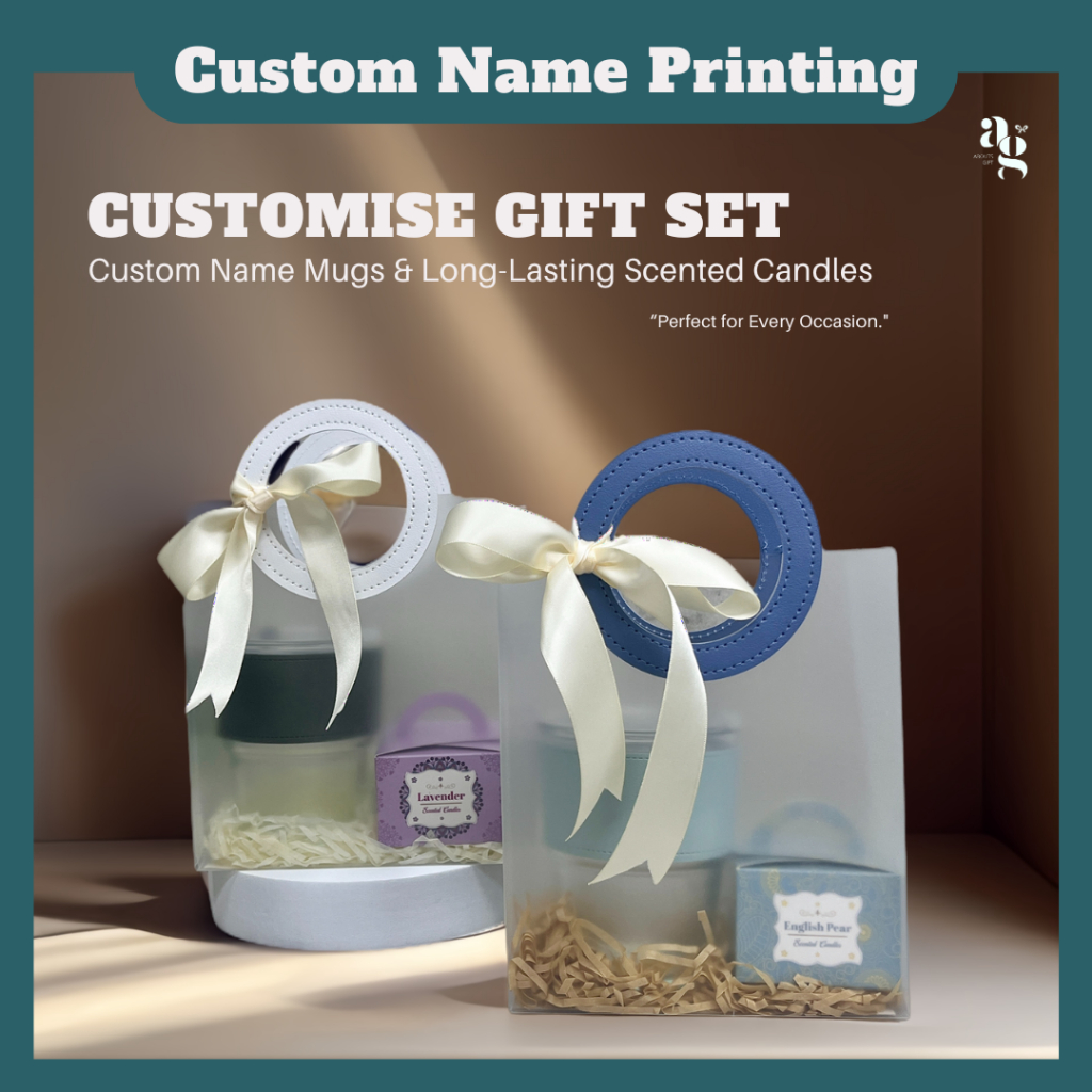 Customise Name Personalised Gift Set Present Hadiah With PVC Bag Ribbon ...