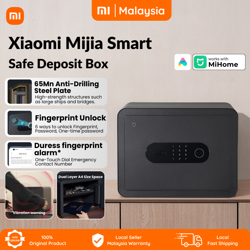 Xiaomi Smart Electronic Safe Deposit Box Fingerprint lock Black Grey ...