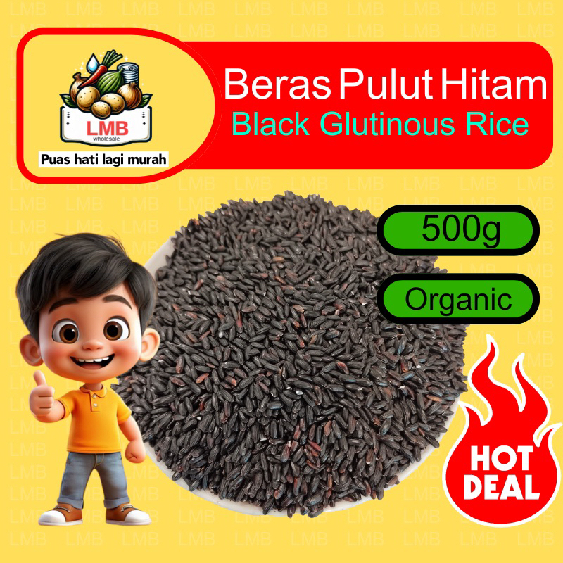 Beras Pulut Hitam/Beras Pulut Putih 500g Black Glutinous Rice/White ...