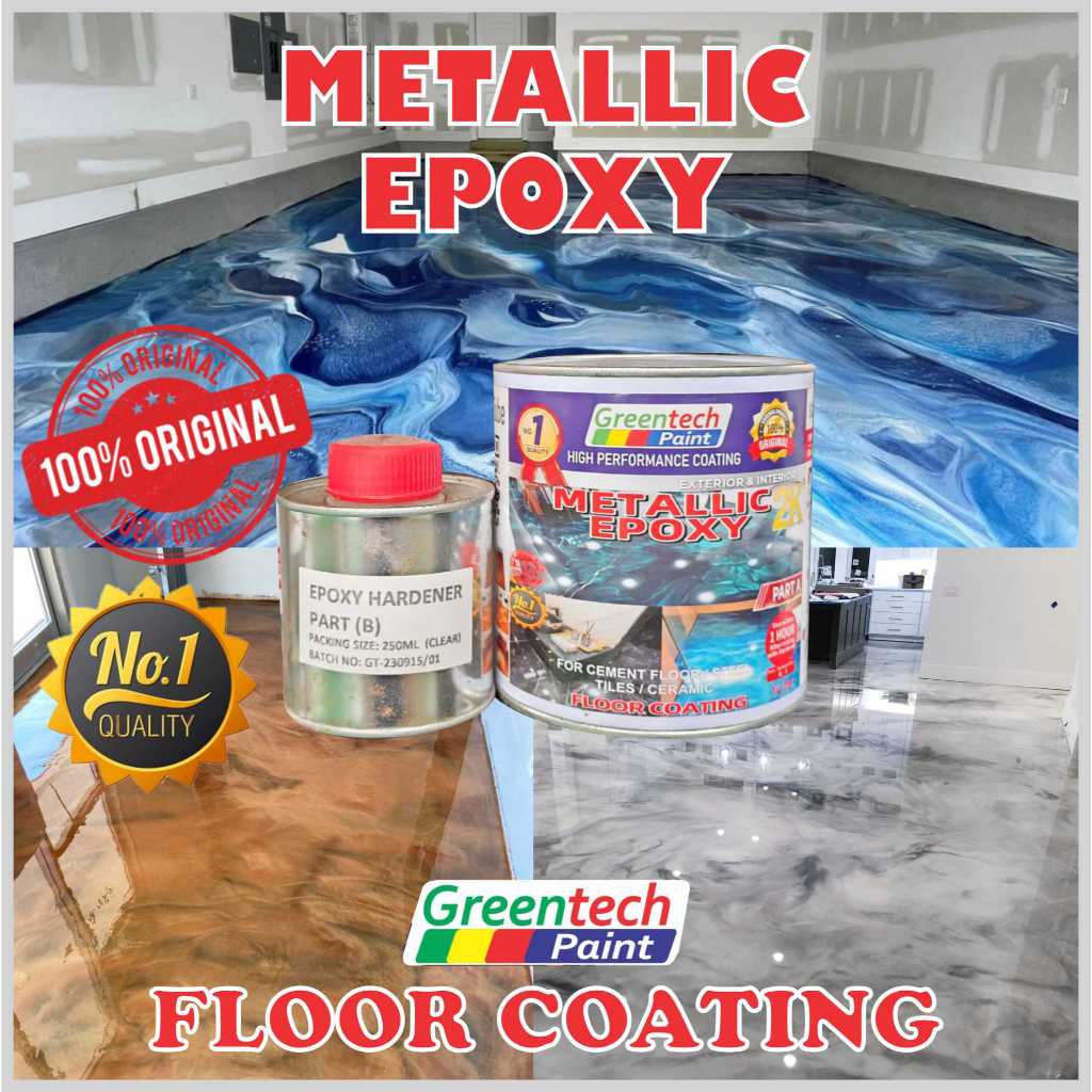 GREENTECH EPOXY ( Metallic Epoxy Paint ) 5L METALLIC EPOXY FLOOR PAINT PROTECTIVE & COATING ...