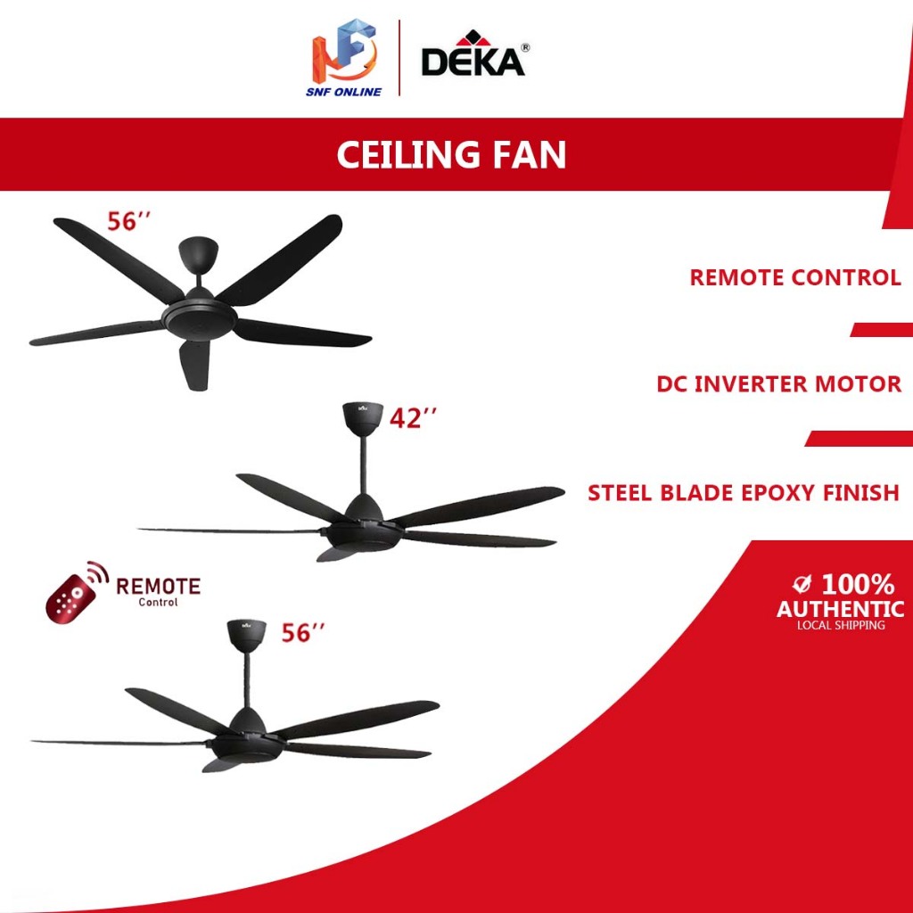 Deka Ceiling Fan with Remote Control DKR56 DKR56-MB (56") DKR42 DKR42 ...