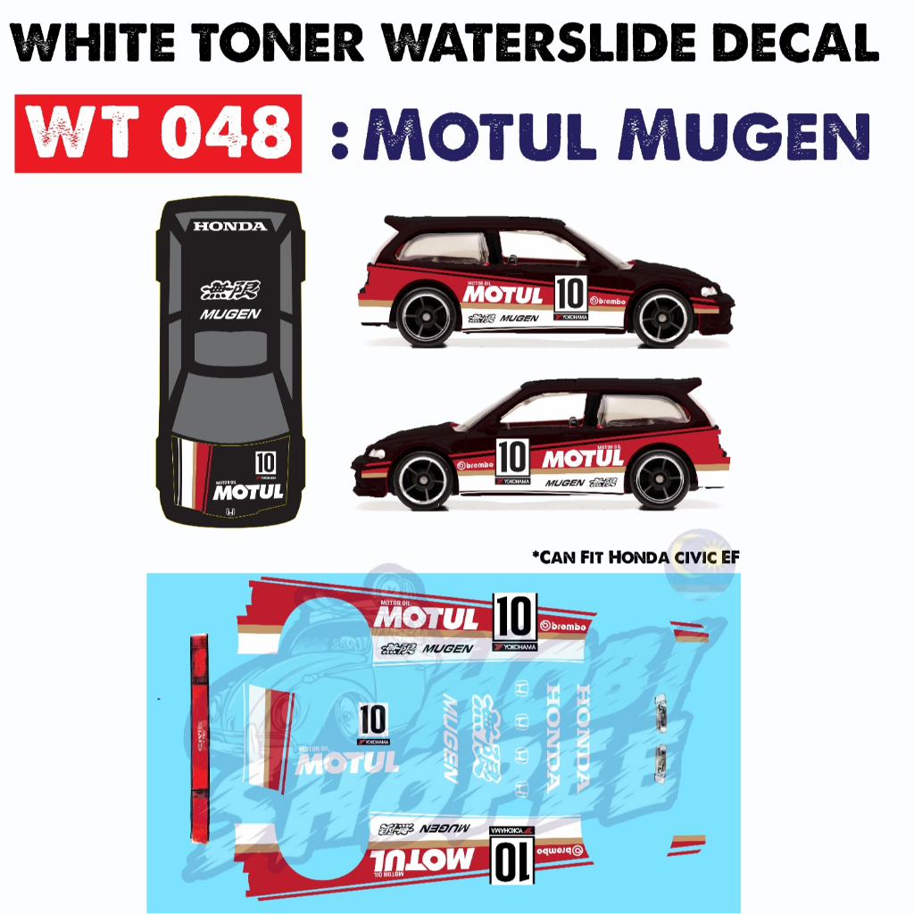 MOTUL MUGEN Decals Hotwheels Tomica 1:64 diecast custom white toner ...